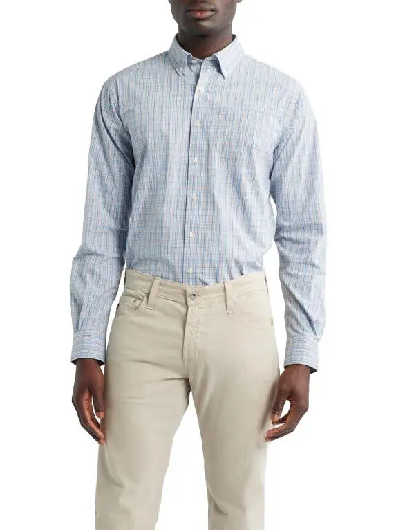 Johnnie-o Cayden Shadow Check Performance Button-down Shirt - Maliblu