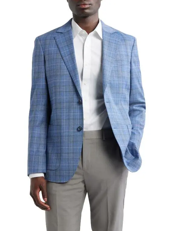Nordstrom Azzur Plaid Wool Sport Coat - Blue Azzurra Texture Plaid