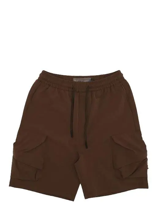 STUDENTS Baggy Stretch Nylon Cargo Shorts - Brown
