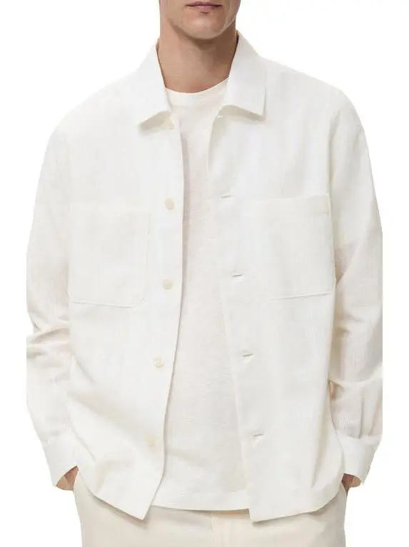 Mango Cotton & Linen Overshirt With Pockets - Ecru