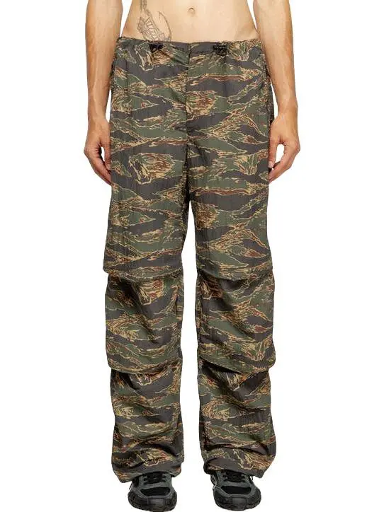 DIESEL® P-anic Camo Nylon Drawstring Pants - Olive/ Green