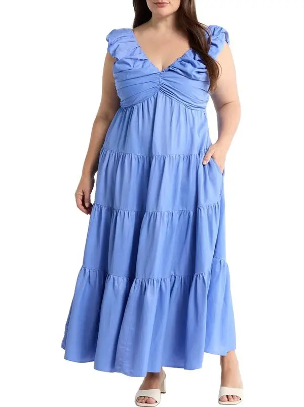 Chelsea28 Ruffle Maxi Dress - Blue Persia