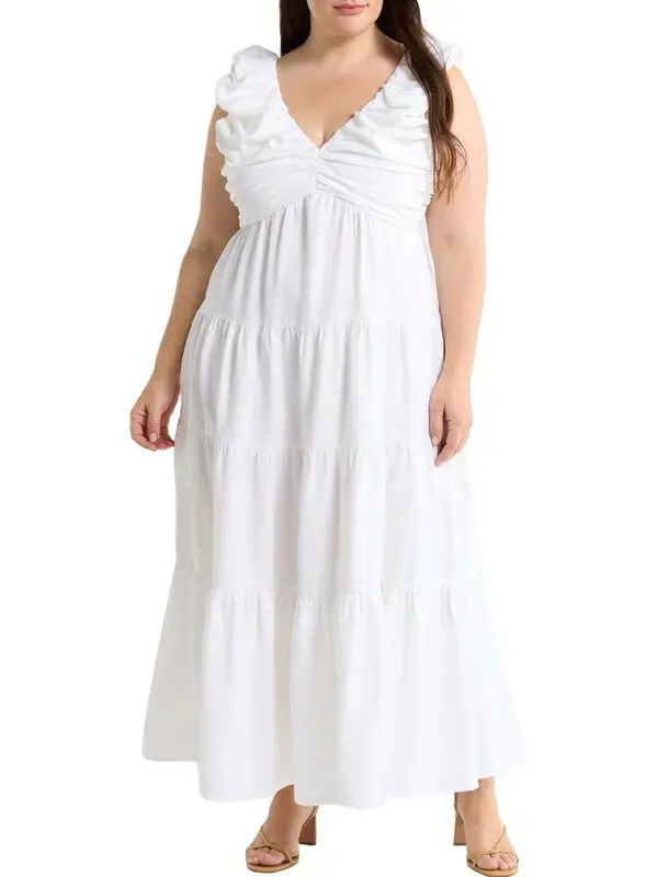 Chelsea28 Ruffle Maxi Dress - White