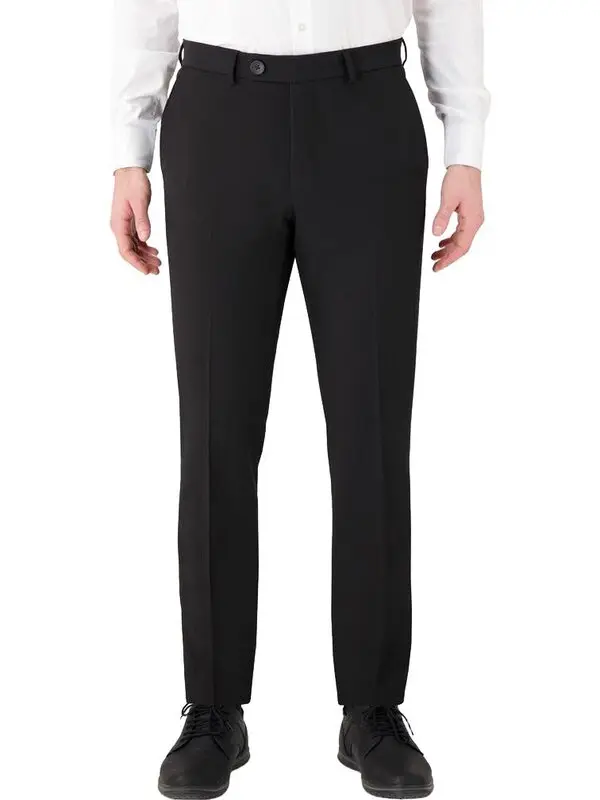 VICTOR EMMANUEL Vince Flat Front Stretch Dress Pants - Black