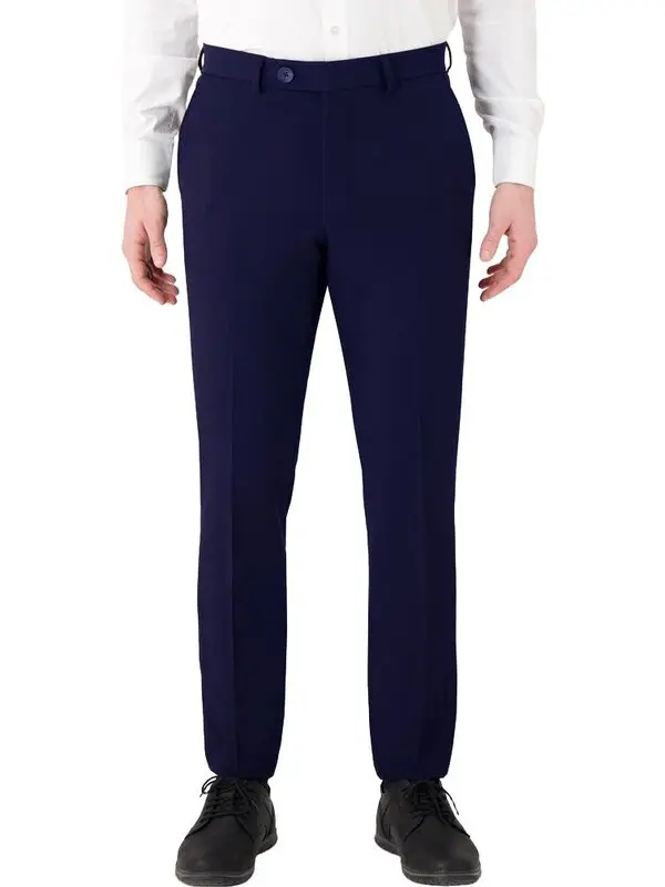 VICTOR EMMANUEL Vince Flat Front Stretch Dress Pants - Navy