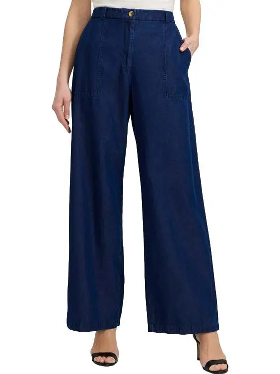 Foxcroft Blaire Wide Leg Denim Pants - Dark Wash