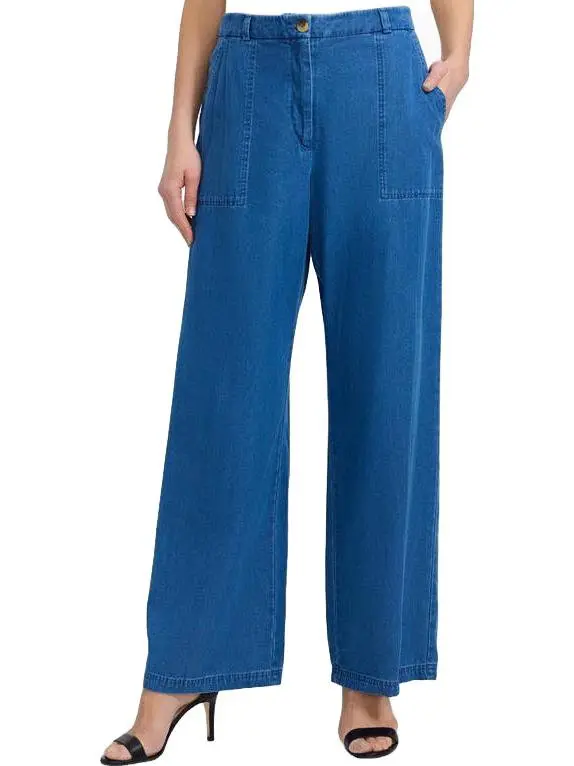 Foxcroft Blaire Wide Leg Denim Pants - Medium Wash