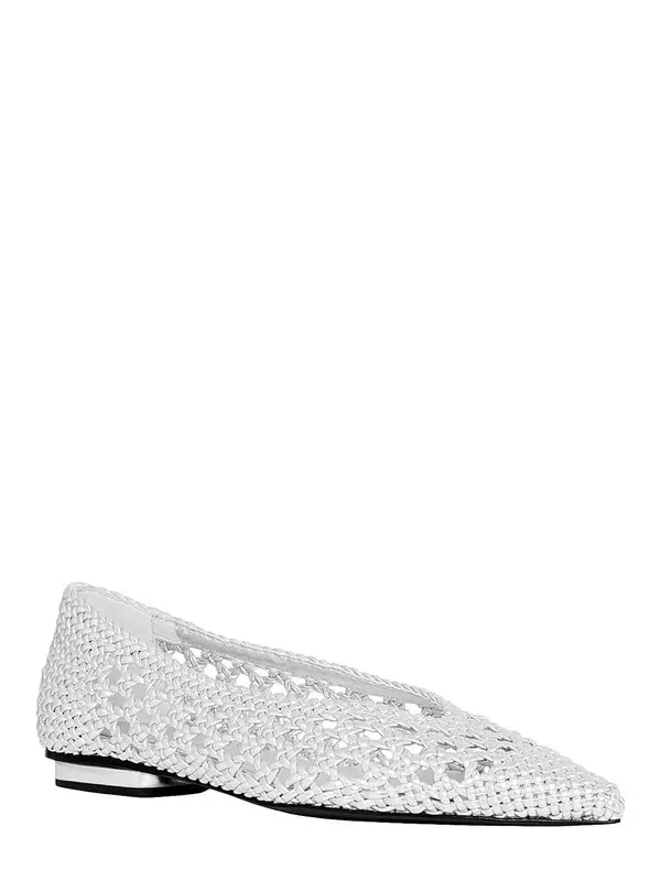 Rebecca Minkoff Bellerina Pointed Cap Toe Flat - Silver