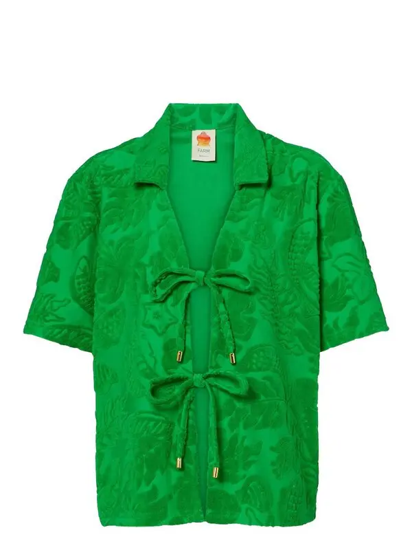 Farm Rio Floral Cotton-blend Terry Shirt - Green