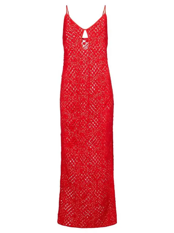 Sir The Label Rayure Crochet Cotton Maxi Dress - Red