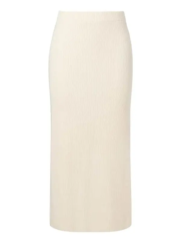 Vince Ribbed-knit Cotton-blend Midi Skirt - White