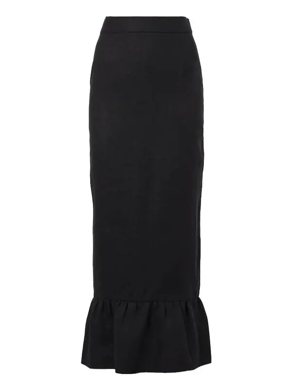 Posse Matilda Tiered Linen Pencil Skirt - Black