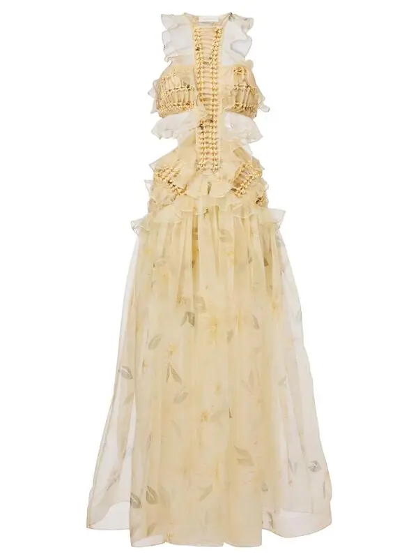 Zimmermann Balance Ruffled Silk Organza Maxi Dress - Yellow