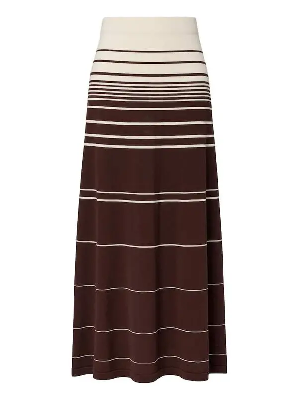 Faithfull The Brand Accordion Striped Cotton-blend Maxi Skirt - Brown