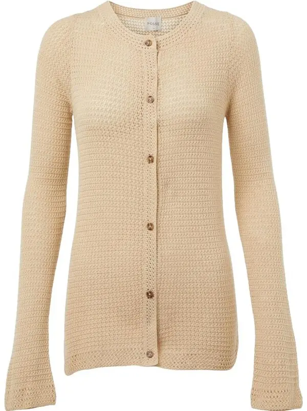 Posse Lennon Crochet Cotton-blend Cardigan - Beige