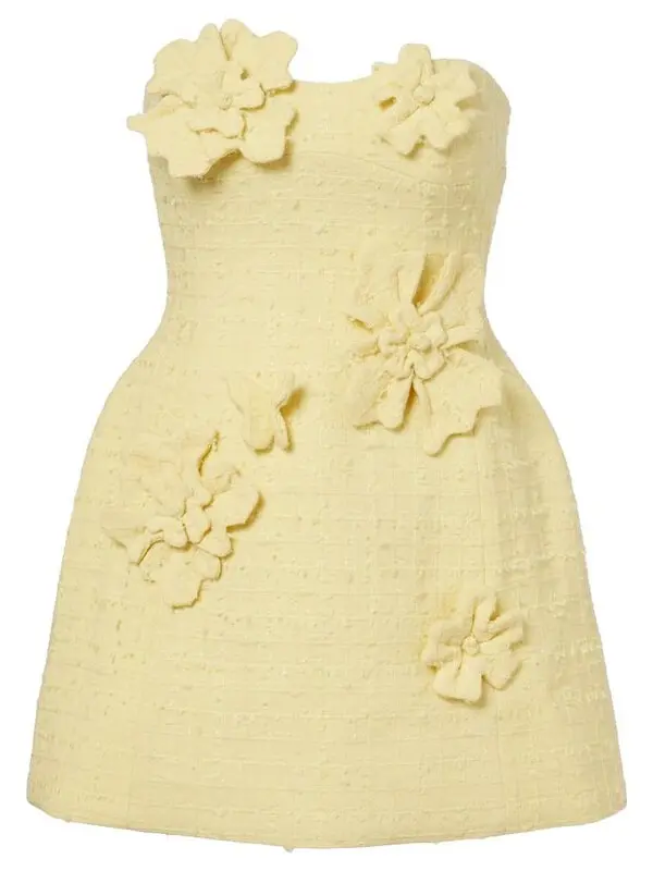 LEO LIN Rosario Tweed Bustier Dress - Yellow