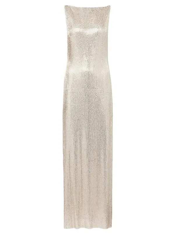 Roland Mouret Crystal-embellished Mesh Gown - Gold