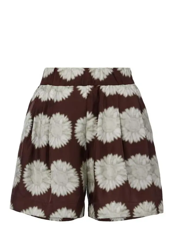 Asceno Zurich Printed Silk Twill Shorts - Brown