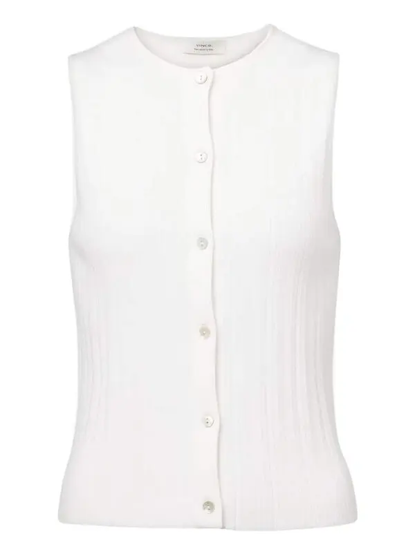 Vince Ribbed Cotton Top - White