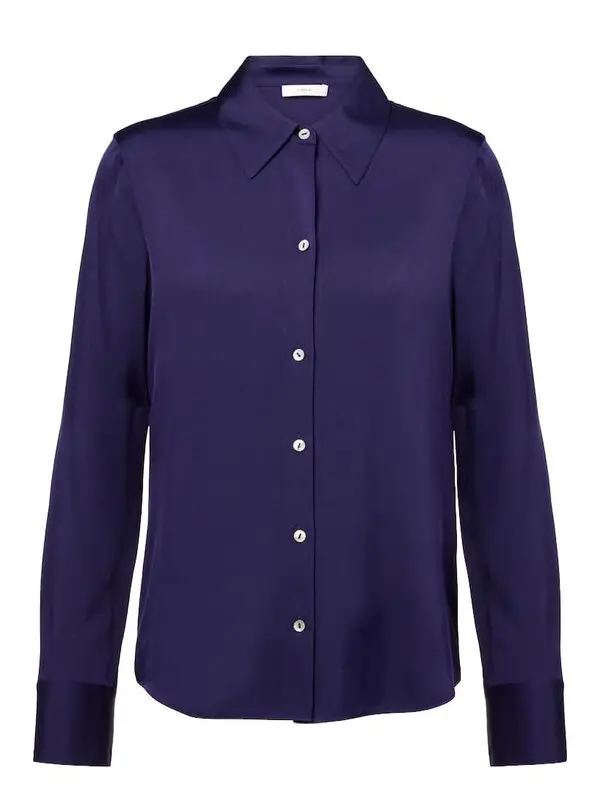 Vince Silk-blend Satin Shirt - Blue
