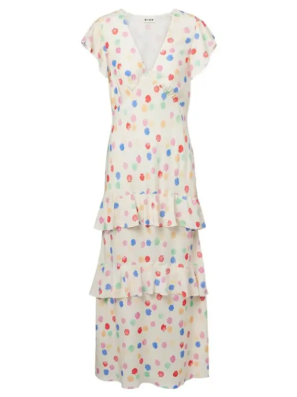 Rixo Meena Polka-dot Tiered Maxi Dress - White