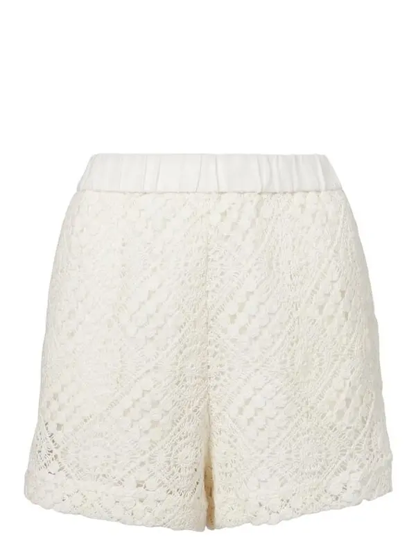 SIR. Crochet High-rise Cotton Shorts - White