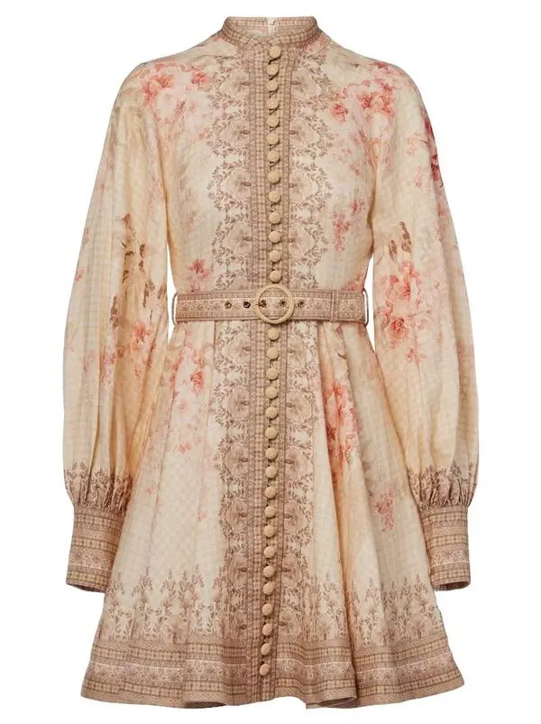 Zimmermann Illuminate Floral Linen Mini Dress - Multicoloured