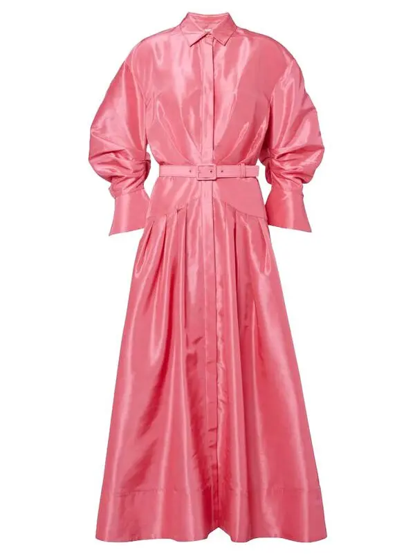 Rebecca Vallance Maple Belted Gathered Shirt Dress - Pink