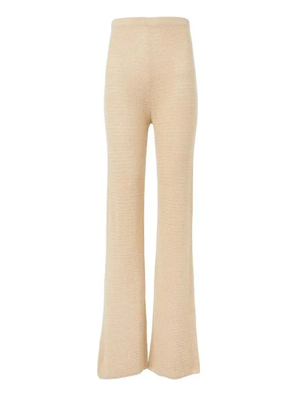 Posse Lennon Knitted Cotton-blend Flared Pants - Beige