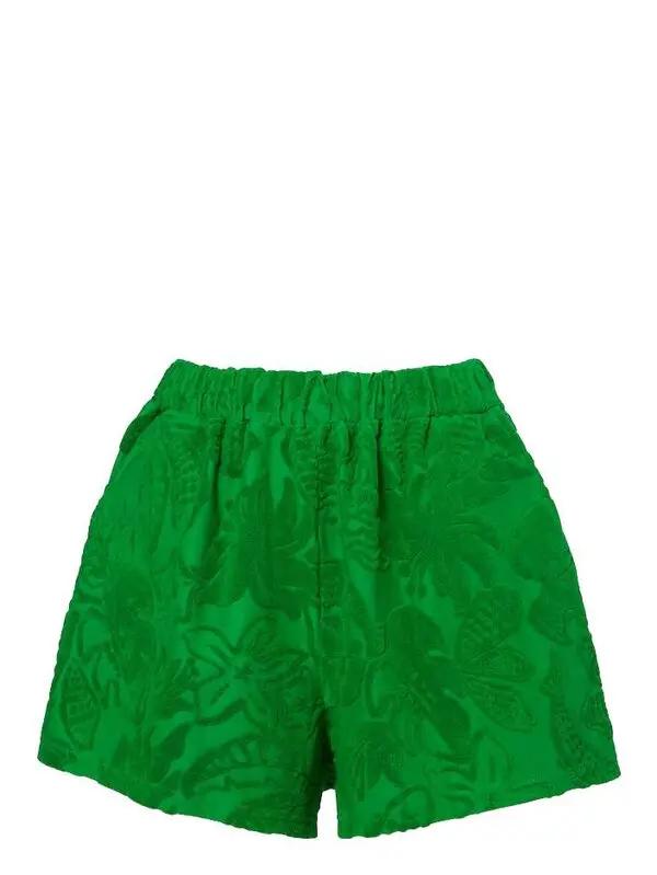 Farm Rio Floral Cotton-blend Terry Shorts - Green