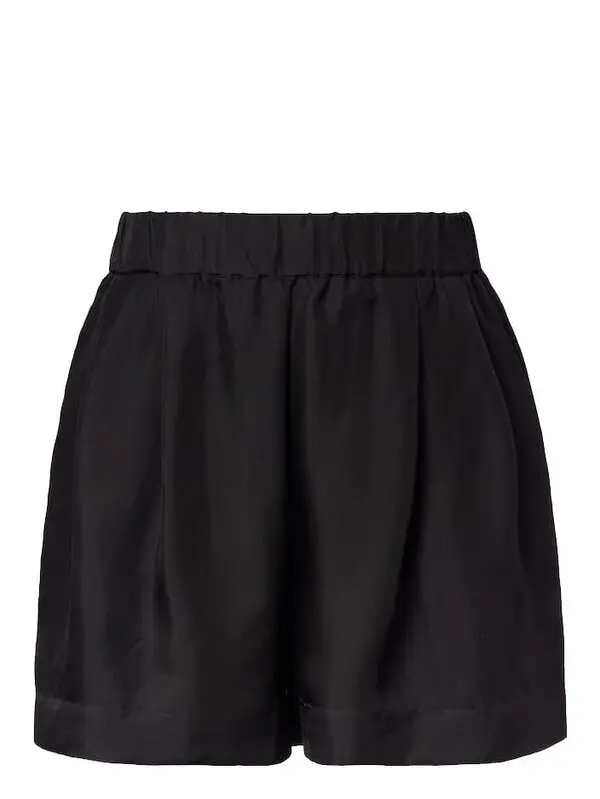 Asceno Zurich Silk Twill Shorts - Black