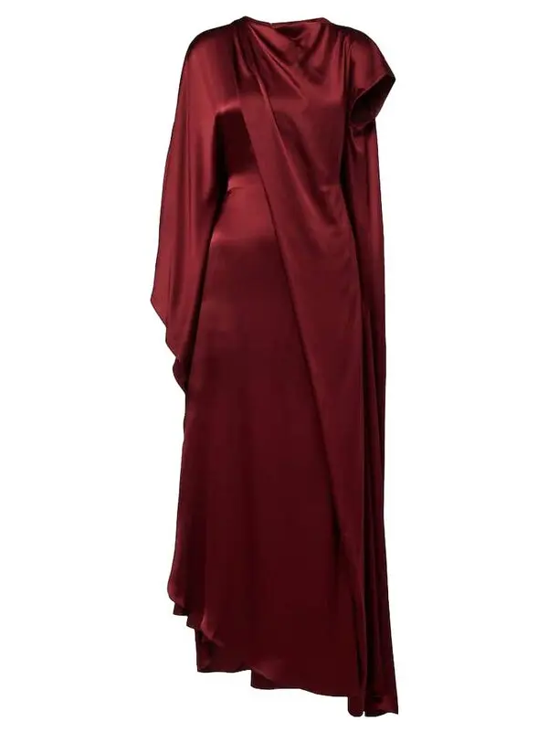ROKSANDA Hiba Caped Silk Gown - Burgundy