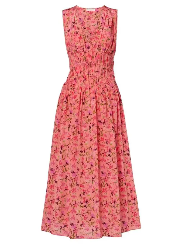 Ulla Johnson Sylvie Floral Silk Midi Dress - Pink