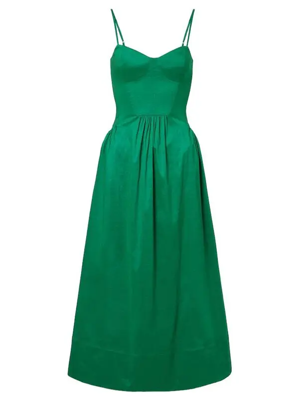 Rebecca Vallance Bailey Belted Pleated Midi Dress - Green
