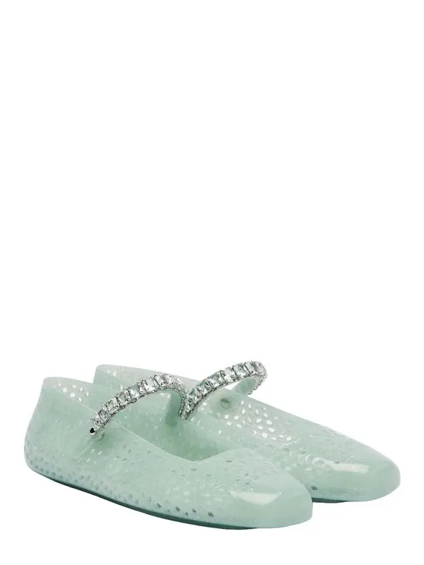 JIMMY CHOO Embellished Ballet Flats - Green