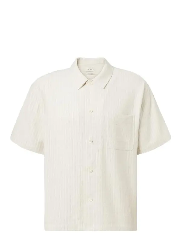 FRAME Striped Bowling Shirt - White