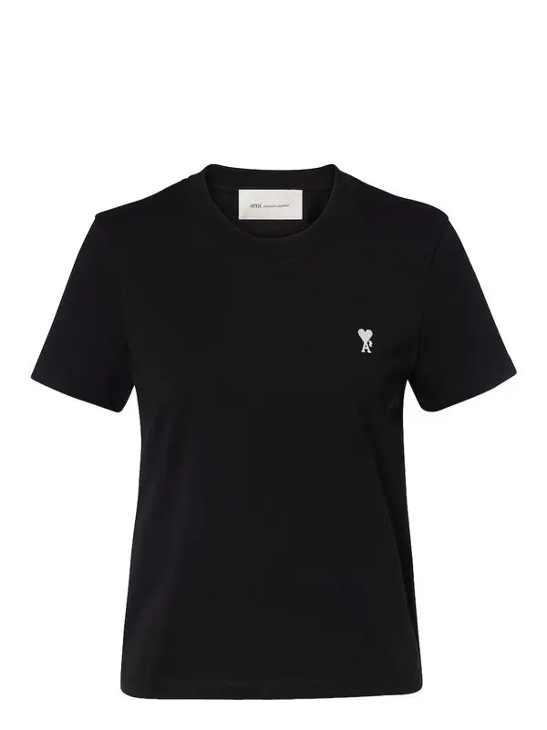 AMI Paris De Coeur Cotton Jersey T-shirt - Black