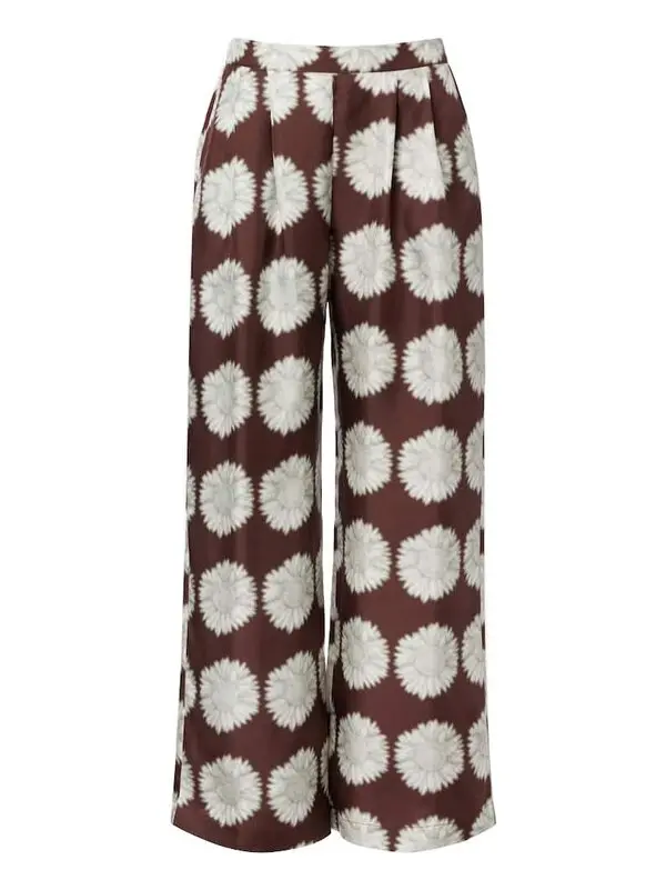 Asceno Isola Floral Wide-leg Pants - Brown