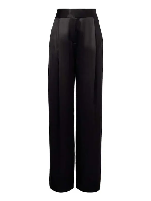 THE SEI High-rise Wide-leg Silk Pants - Black