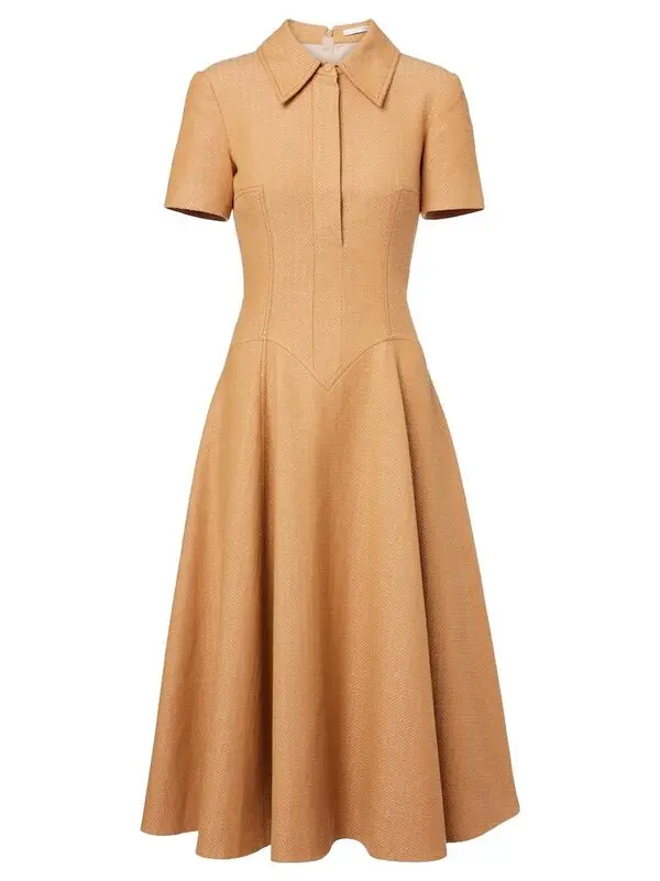 EMILIA WICKSTEAD Jody Cotton And Linen Blend Dress - Beige