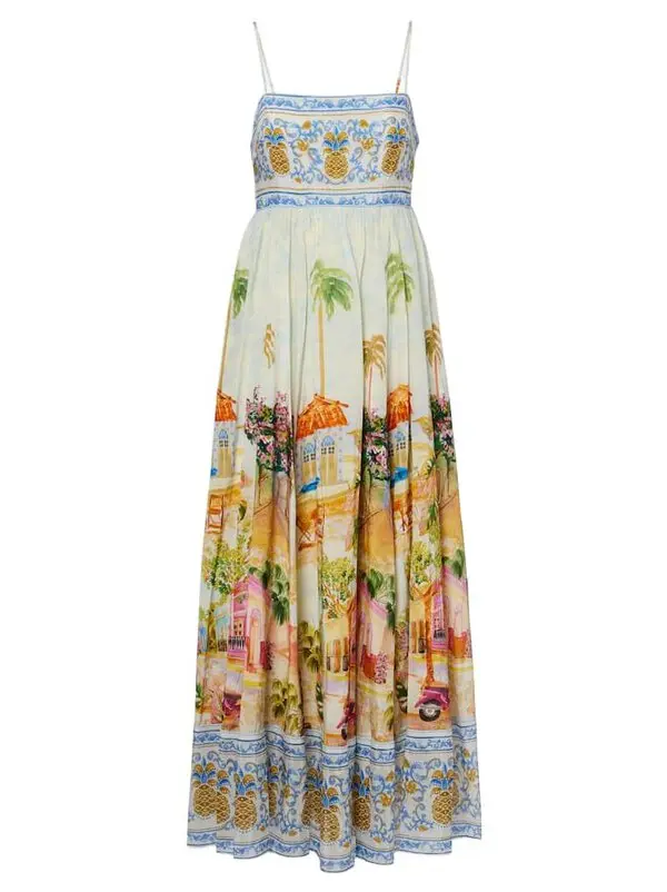Farm Rio Printed Cotton-blend Maxi Dress - Multicoloured