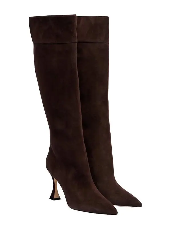 Manolo Blahnik Miralonepla 90 Suede Knee-high Boots - Brown