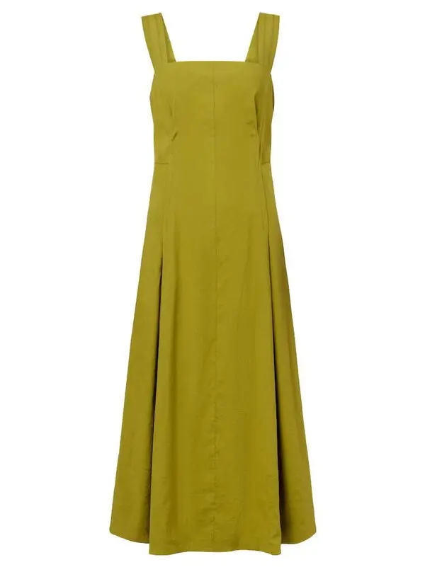 Vince Linen-blend Midi Dress - Green