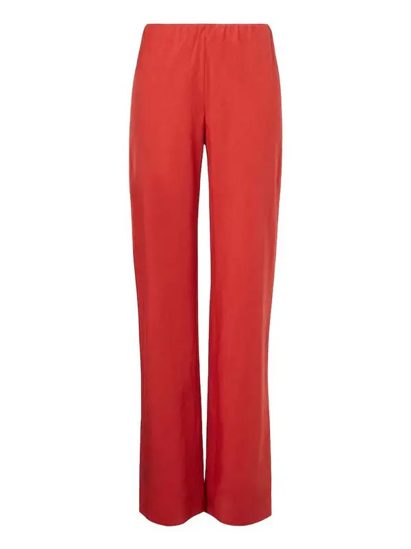 Vince Cotton And Linen-blend Wide-leg Pants - Red