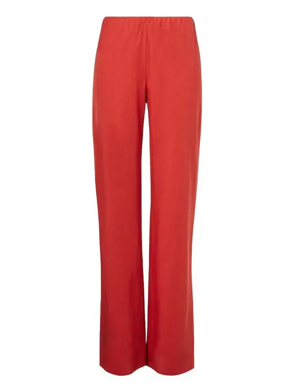 Vince Cotton And Linen-blend Wide-leg Pants - Red