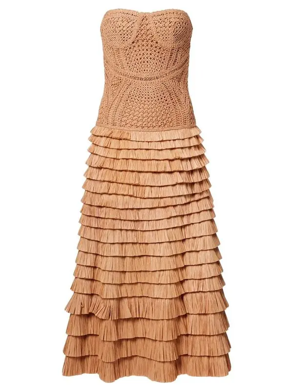 Simkhai Santana Raffia-blend Bustier Midi Dress - Beige