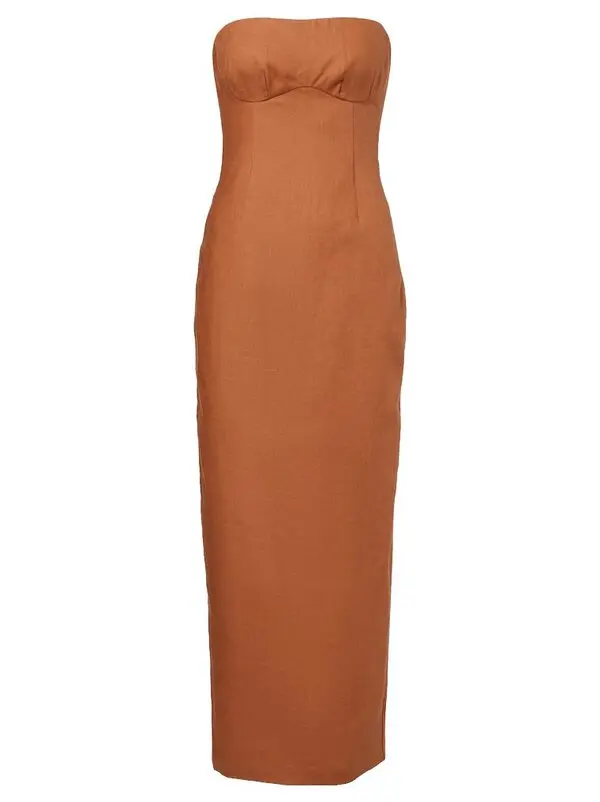 SIR. Evalita Linen Maxi Dress - Brown