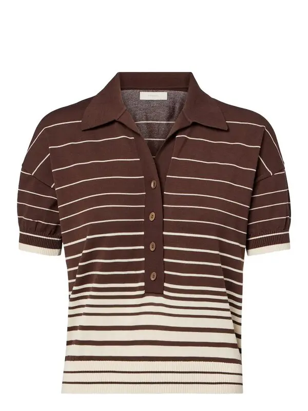 Faithfull The Brand Sable Striped Polo Shirt - Brown