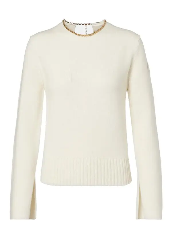 Moncler Chain-detail Wool And Cashmere Sweater - White