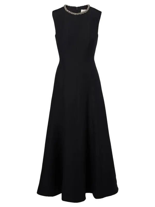 Roland Mouret Embellished Wool And Silk Midi Dress - Black